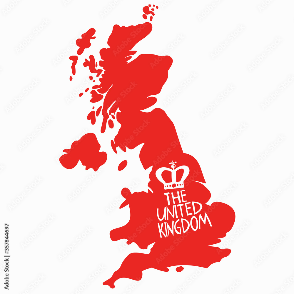 Vector hand drawn stylized map of the United Kingdom. Travel ...