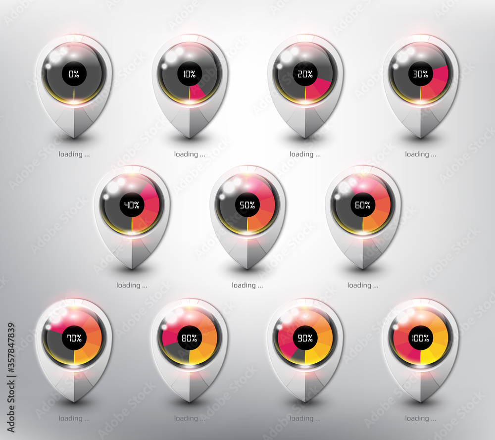 Loading spinners or progress loading bars in different loading state ...