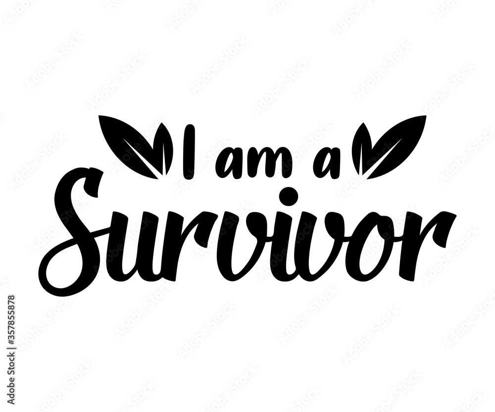 I am a Survivor (Breast Cancer) - text word Hand drawn Lettering card ...