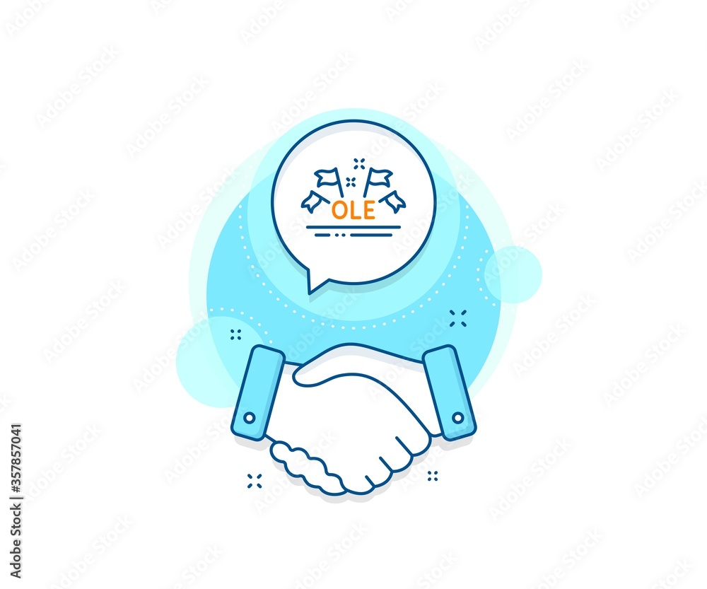 Championship with flags sign. Handshake deal complex icon. Ole chant ...