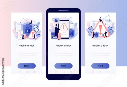 Internet Hacker Attack And Personal Data Security Concept Tiny Anonymous Hacker Man Attacking
