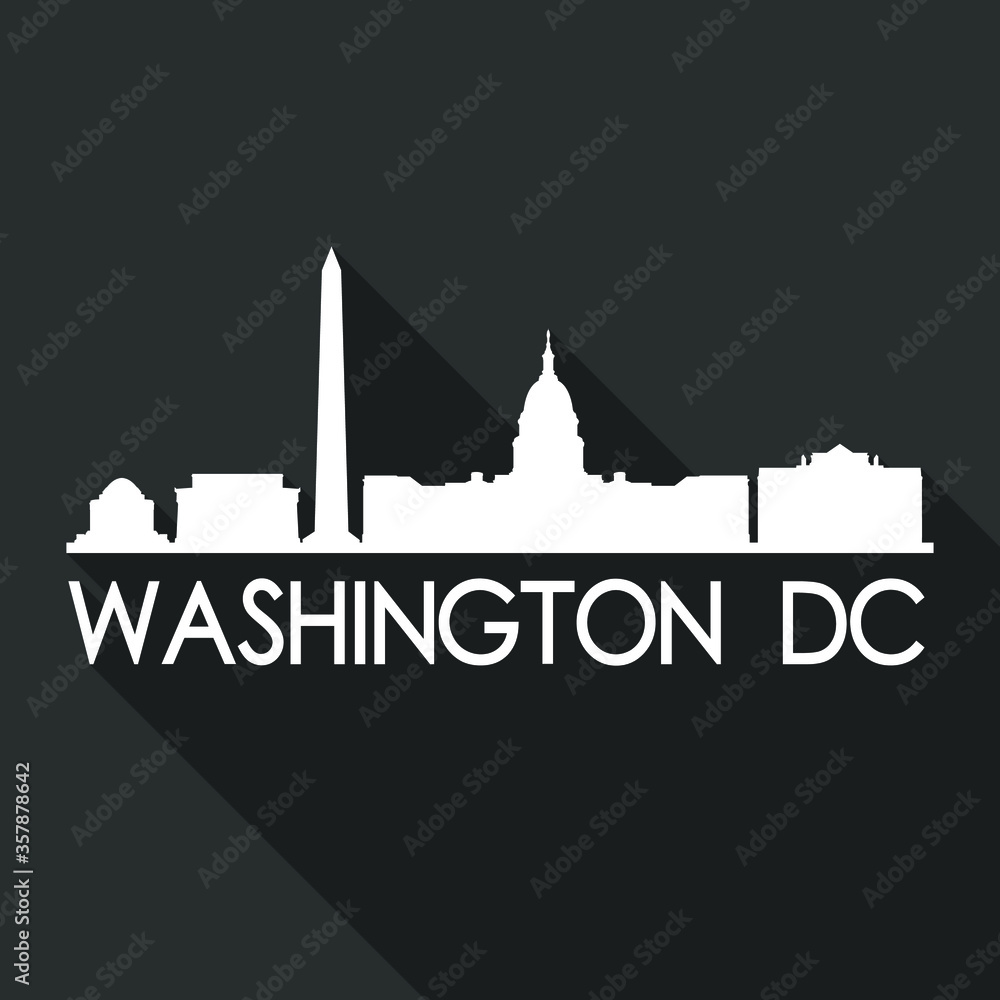 Washington DC Flat Icon Skyline Silhouette Design City Vector Art ...