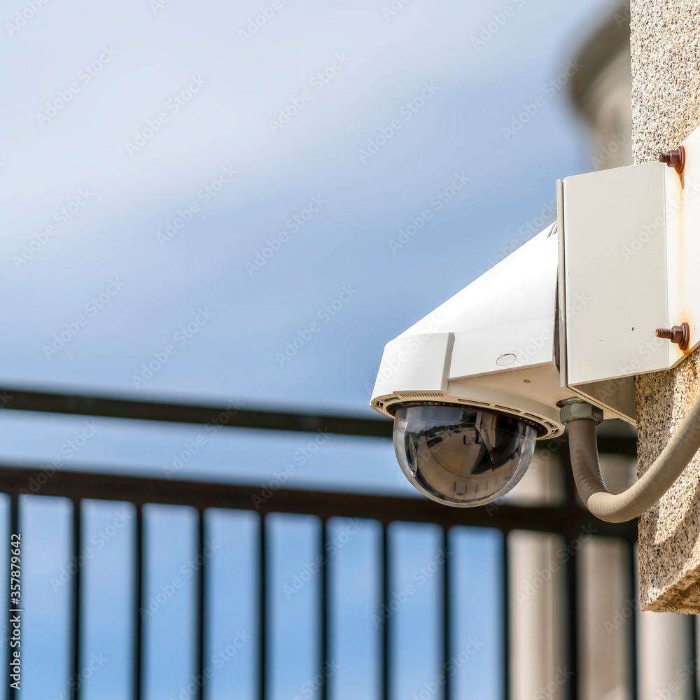 Square frame Outdoor cctv security dome camera installed on the ...