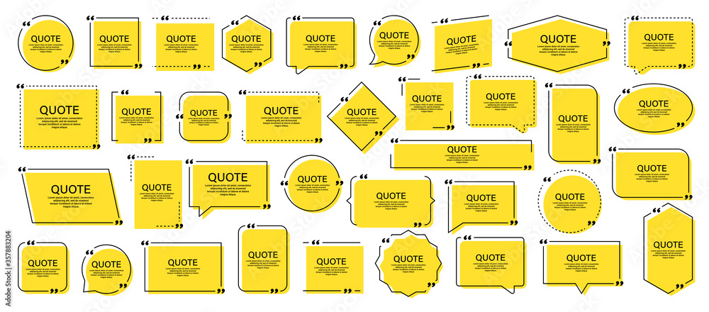 Quote box frame, big set. Texting quote boxes. Blank template quote ...