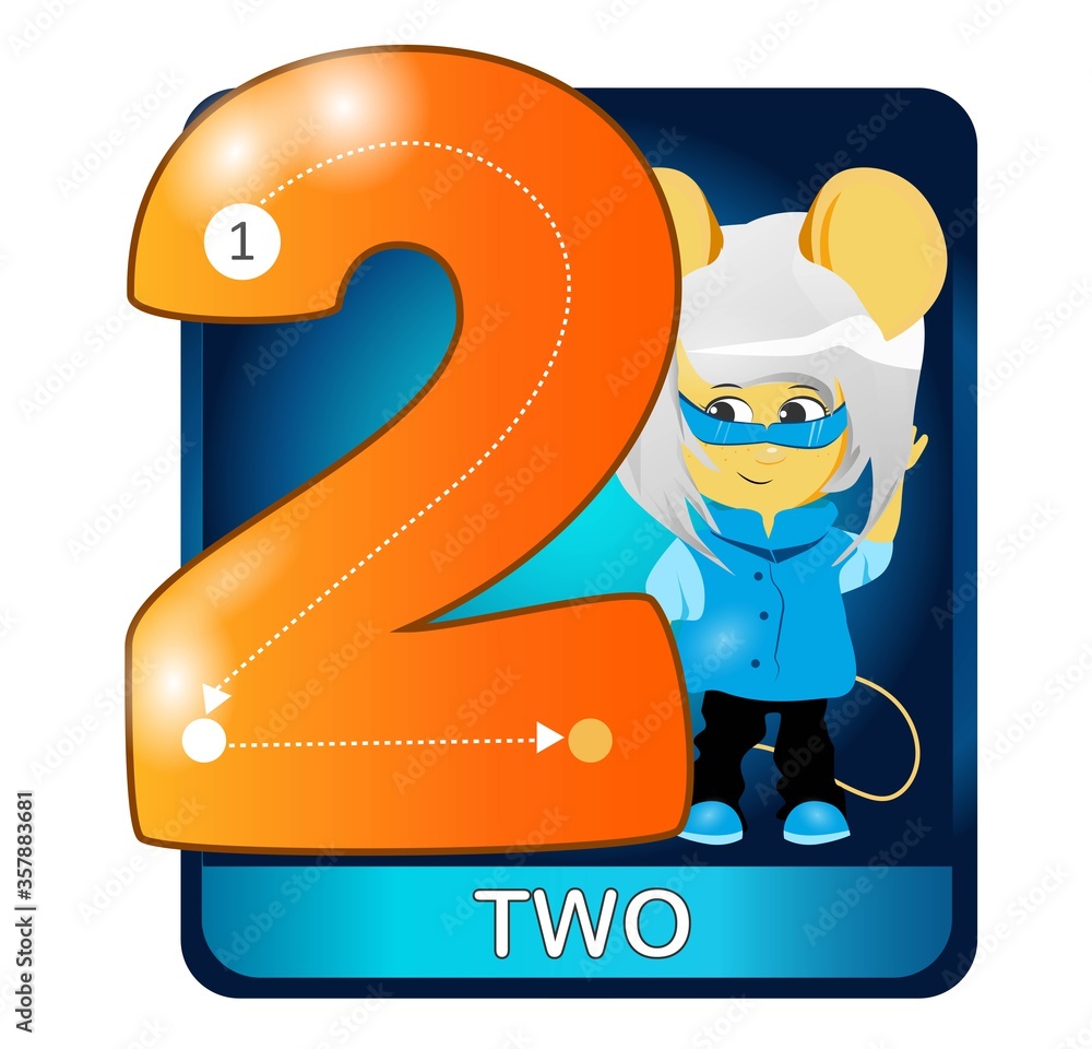 Learning Number 2 with funny mouse. Coloring printable worksheet for ...