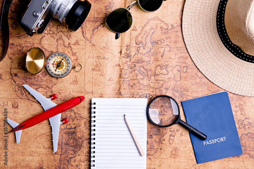 Compass and accessories on map for travel planning Stock Photo | Adobe ...