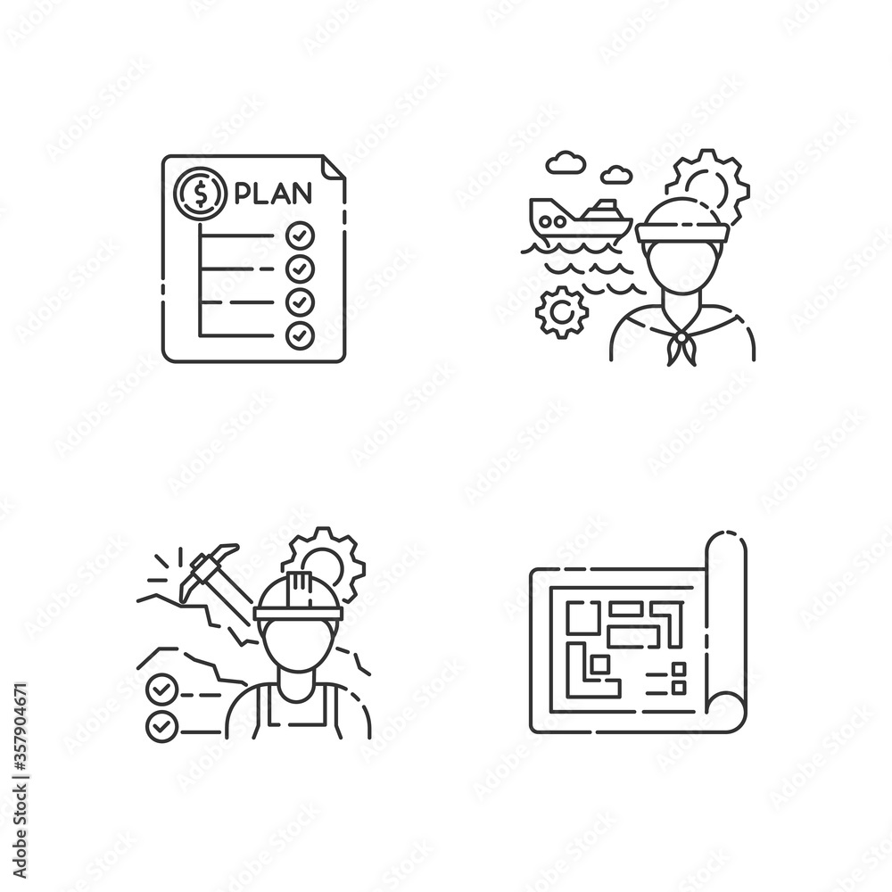 Professional for engineer project pixel perfect linear icons set ...