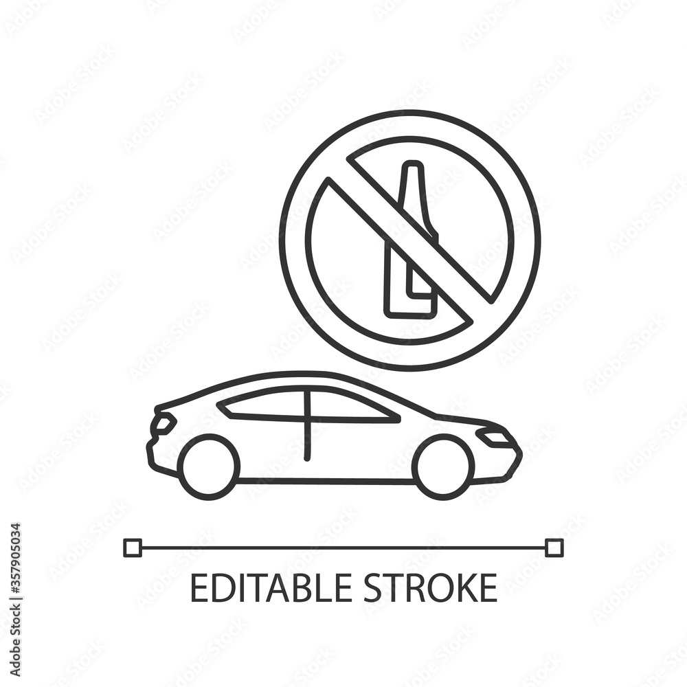 Drunk driving pixel perfect linear icon. Traffic safety law ...