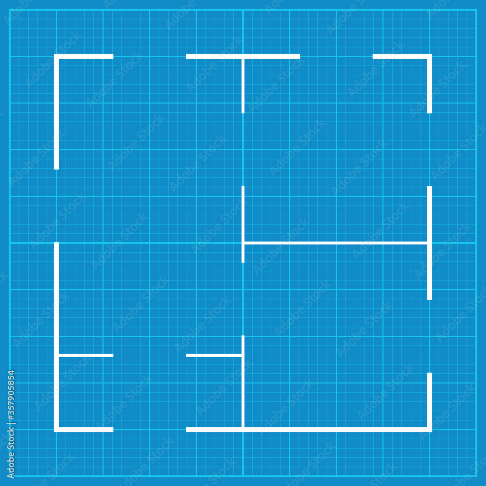 Blueprint floor plan simple flat vector illustration. Stock Vector ...