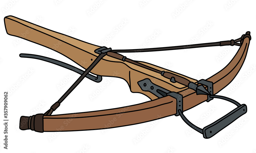 The vectorized hand drawing of a historical wooden crossbow Stock ...