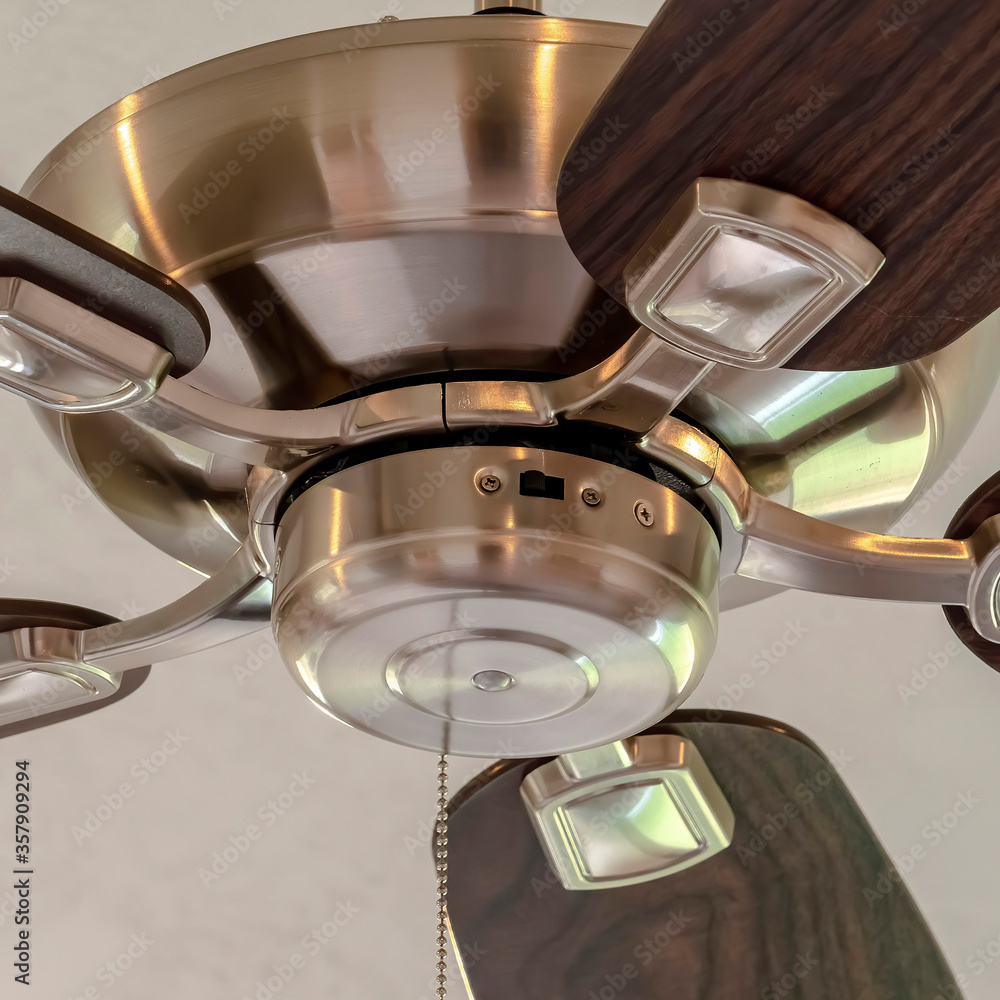 Square frame Standard ceiling fan with built in lights five blade ...