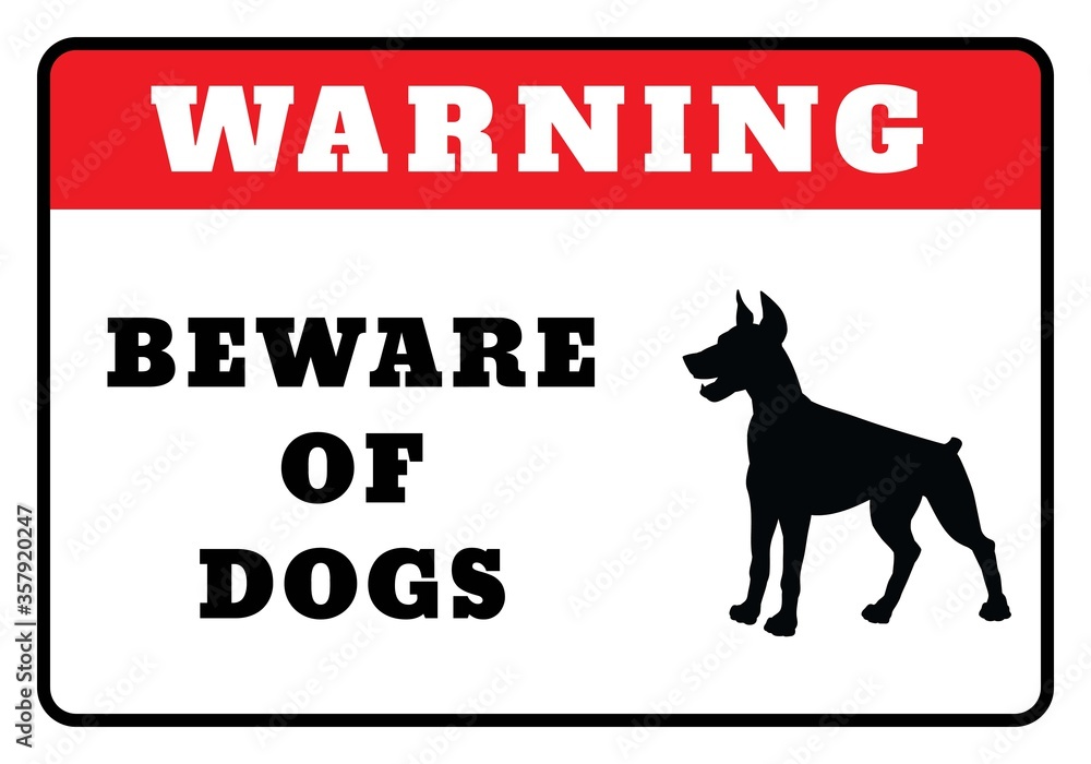 Warning Board- Beware of dogs Sign drawing by illustration Stock Vector ...