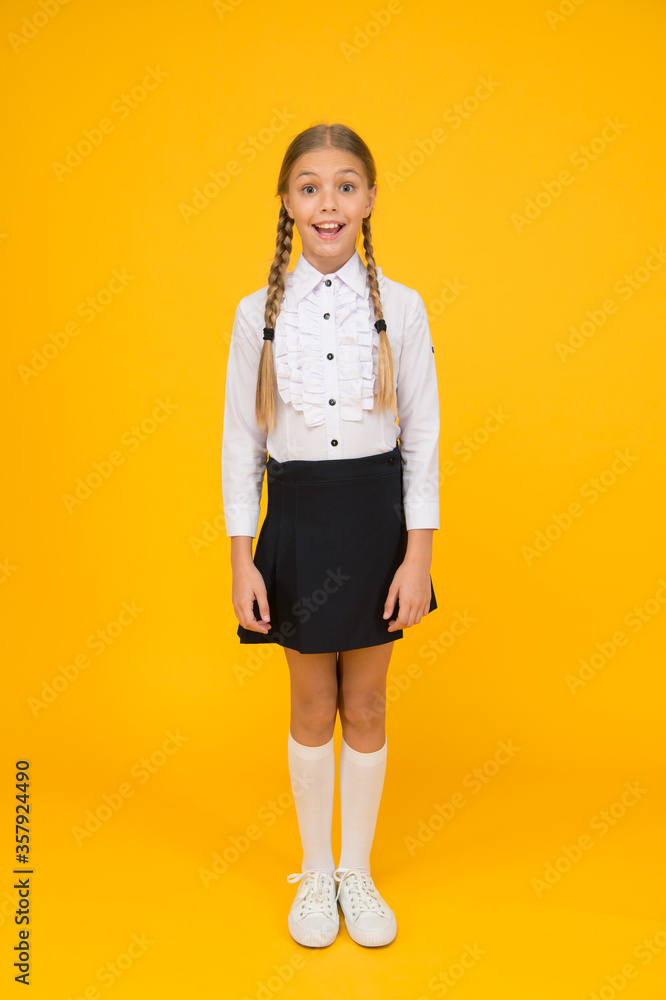 Perfect schoolgirl. Small schoolgirl with happy smile. Little ...