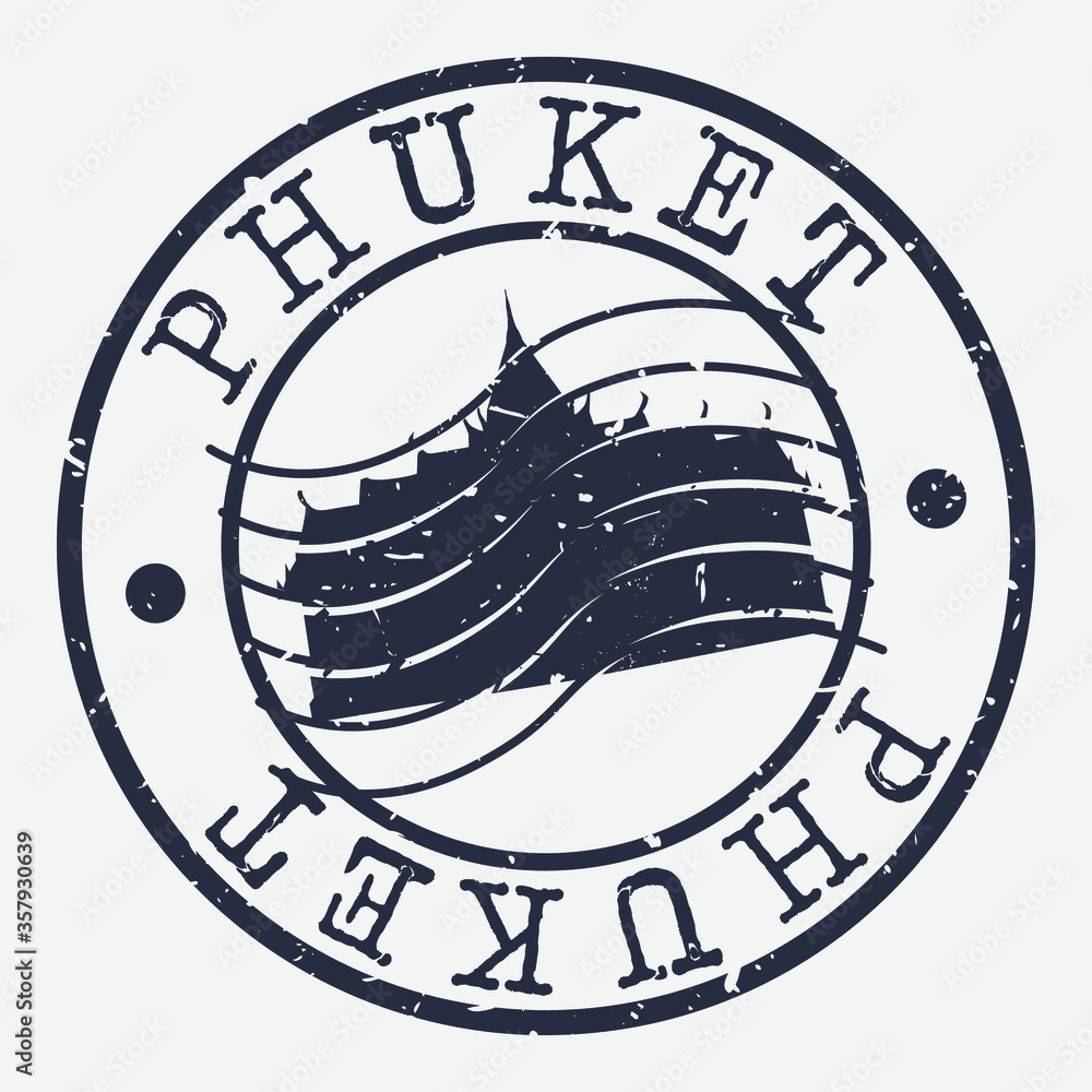 Phuket, Thailand Stamp Postal. Building Silhouette Seal. Passport Round ...