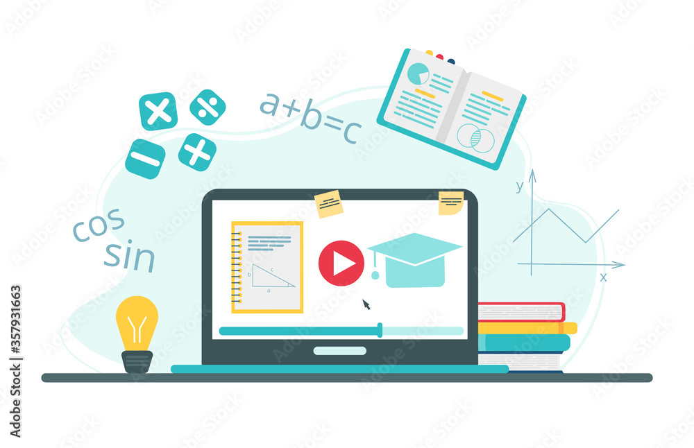Online education concept. Mathematics school subject online education ...