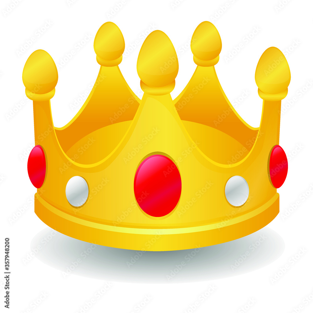 Crown 3D Emoji Icon Object. Symbol Gradient Vector. Art Design Cartoon ...