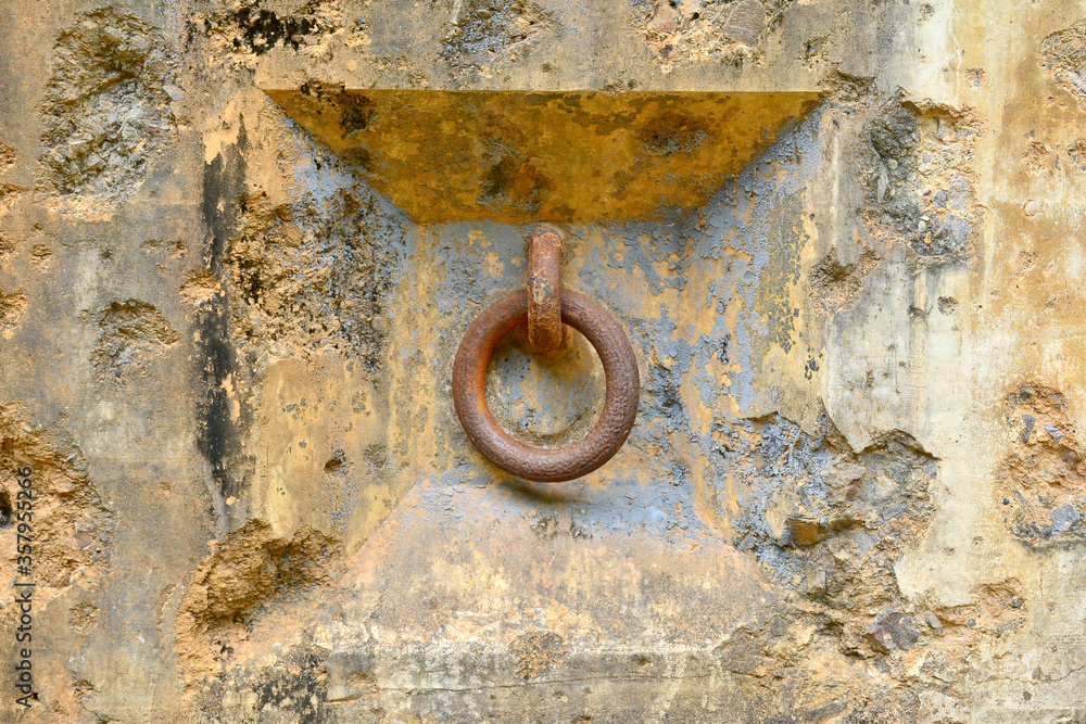 Rusted metal ring hanging in old wall in Corregidor island, Cavite ...