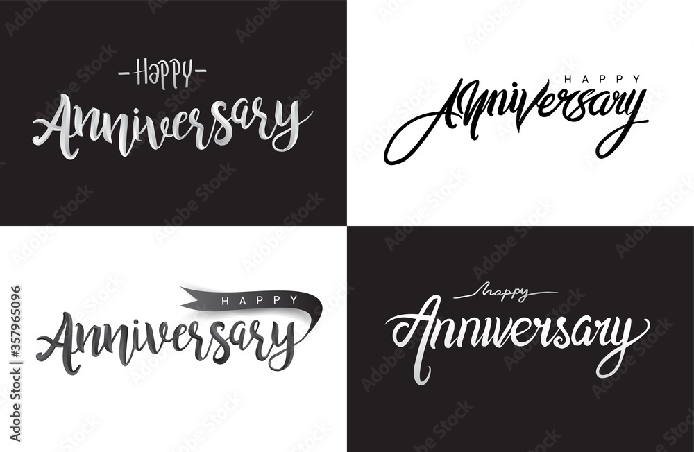 Happy Anniversary lettering text banner. Vector illustration, Vector ...