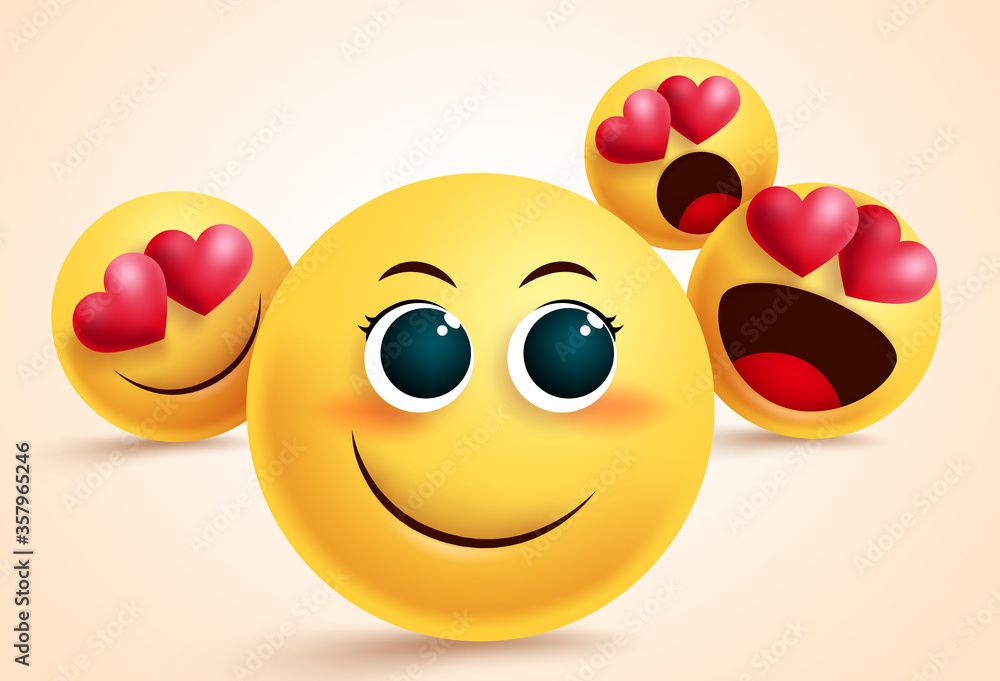 Smiley emoji love suitor vector design. Pretty emoji with suitors and ...