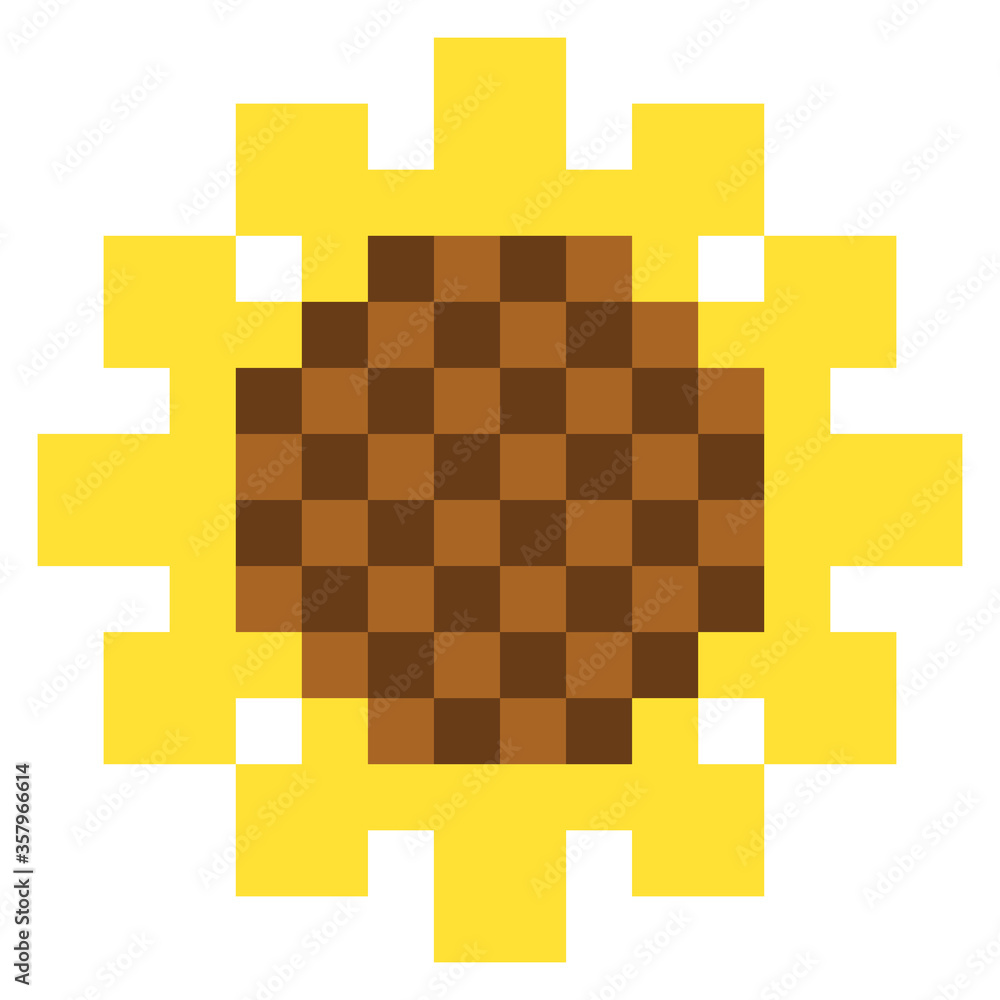 Sunflower beading pattern. 8 bit Pixel sunflower image. Flower in ...