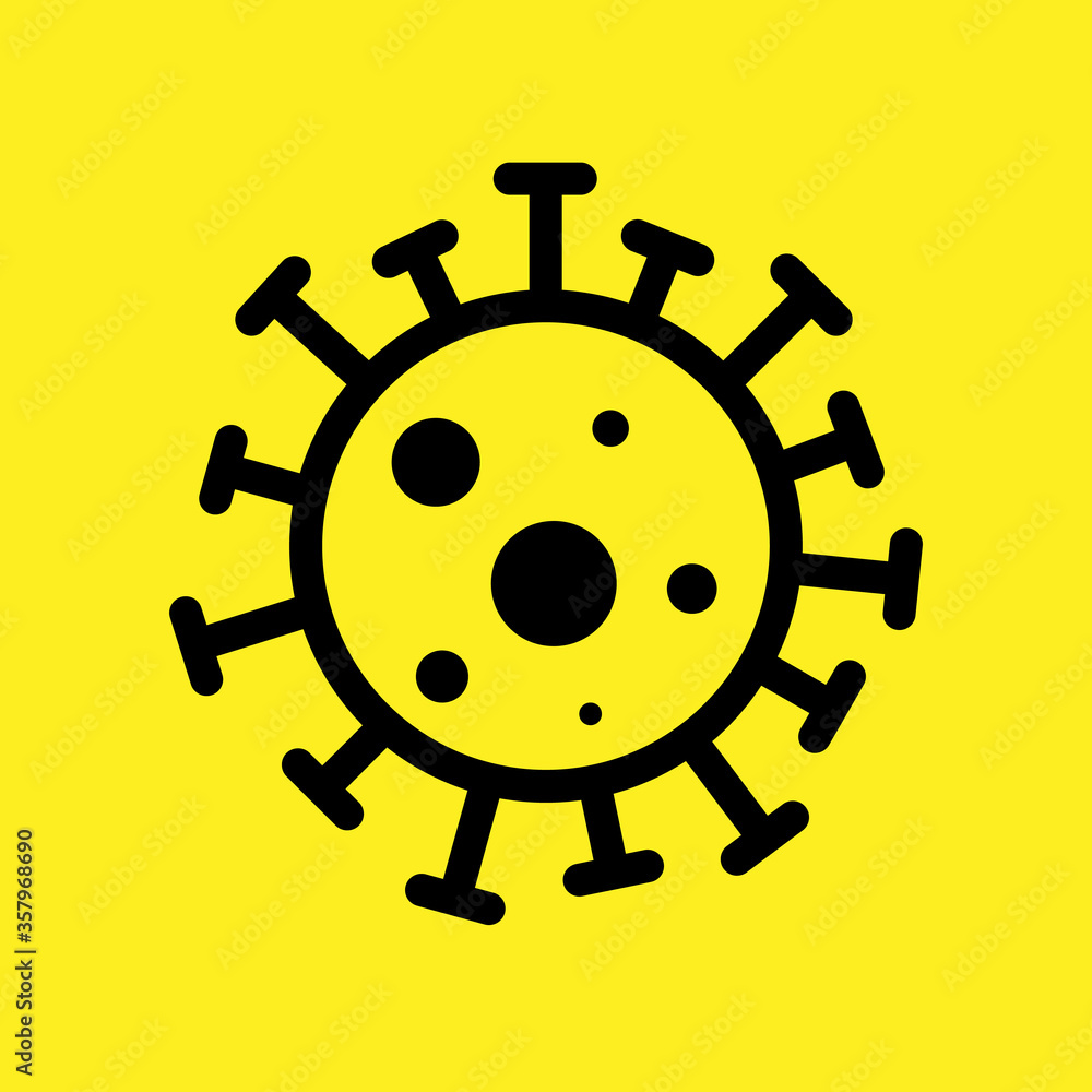 Covid-19 vector icon - Corona virus line art symbol isolated on yellow ...
