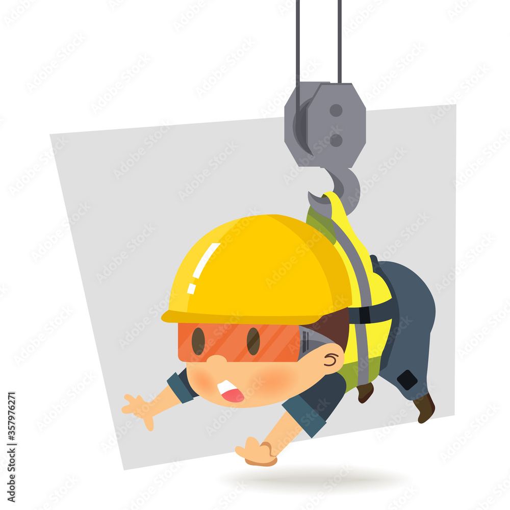 Character constructor worker in various situations. Vector illustration ...