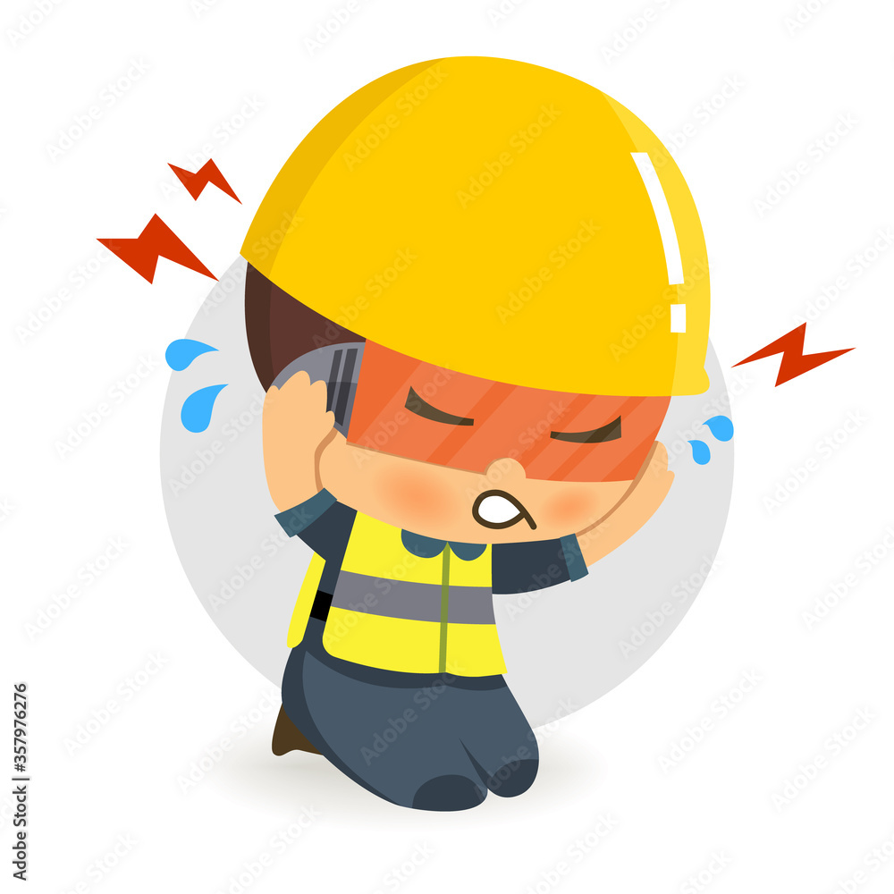 Character constructor worker in various situations. Vector illustration ...