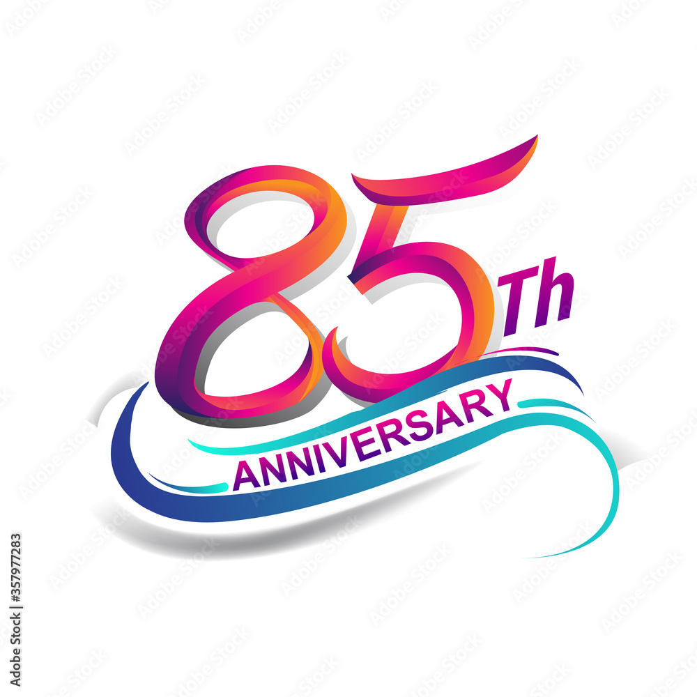 85th anniversary celebration logotype blue and red colored. Birthday ...