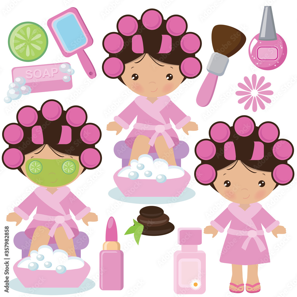 Spa girl vector cartoon illustration Stock Vector | Adobe Stock