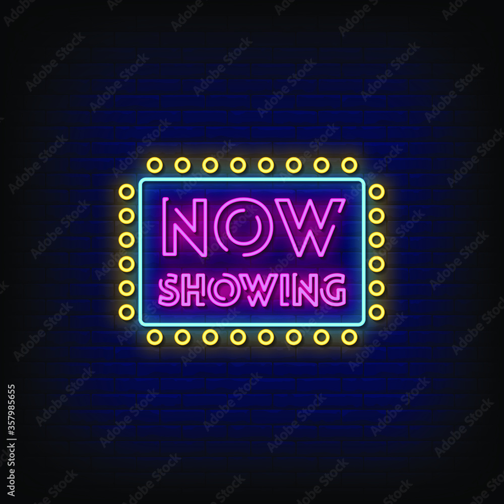 Now Showing Neon Signs Style Text vector Stock Vector | Adobe Stock