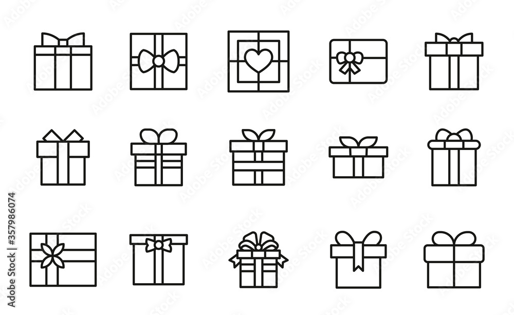 Simple set of gift icons in trendy line style. Stock Vector | Adobe Stock