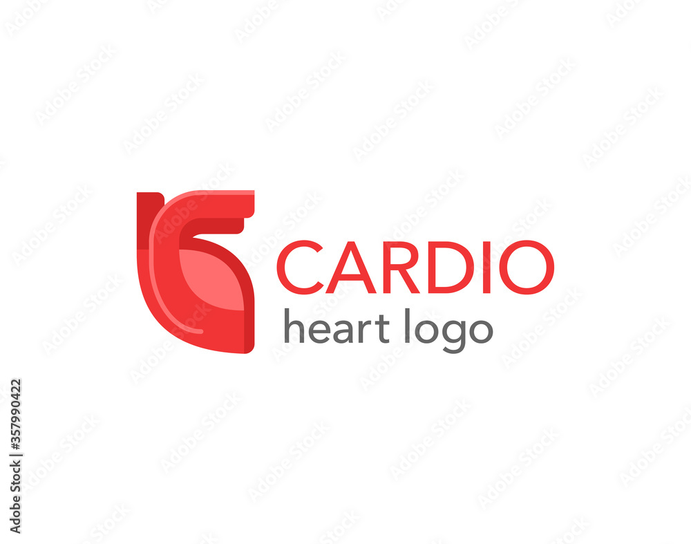 Cardiology medical logo - human heart in abstract style - emblem for ...