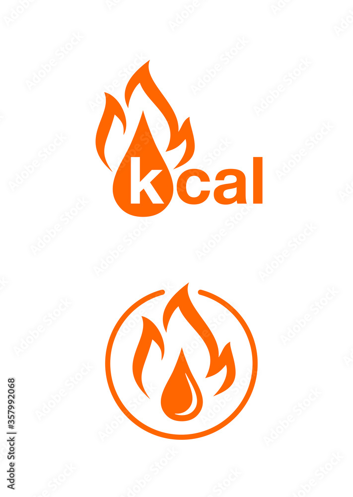 kcal sign - kilocalorie icon for food products cover designation - fat ...