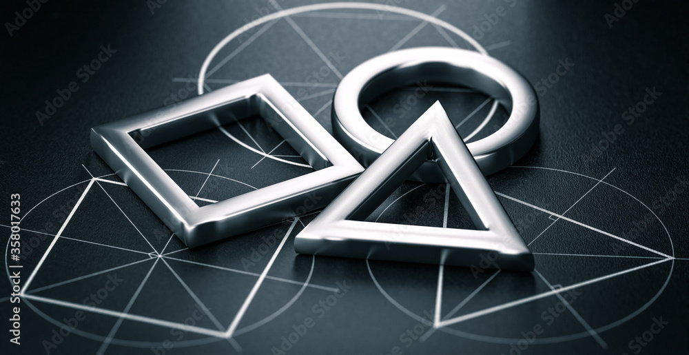 Triangle, circle and square geometric shapes. Learning geometry. Stock ...