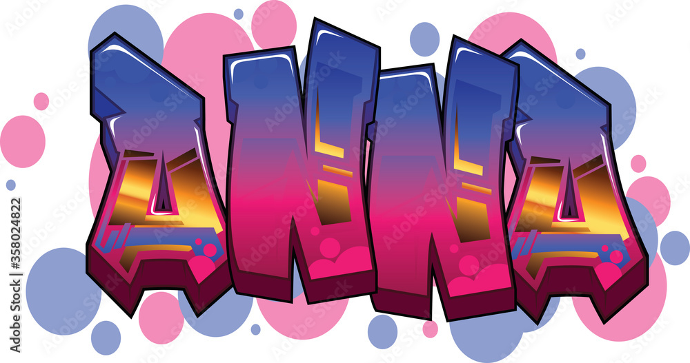 Anna Name Text Graffiti Word Design Stock Vector | Adobe Stock