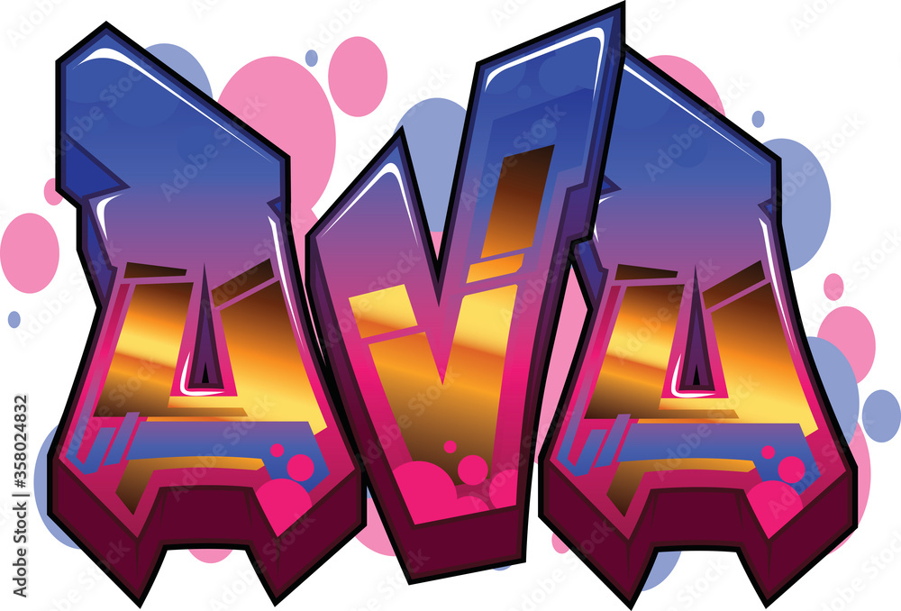 Ava Name Text Graffiti Word Design Stock Vector | Adobe Stock
