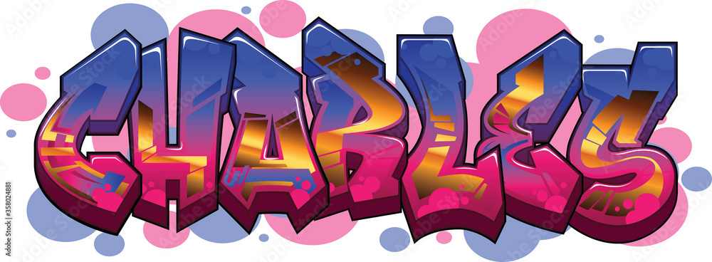 Charles Name Text Graffiti Word Design Stock Vector | Adobe Stock