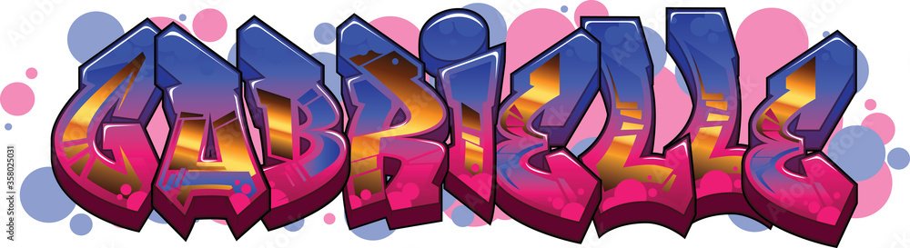 Gabrielle Name Text Graffiti Word Design Stock Vector | Adobe Stock