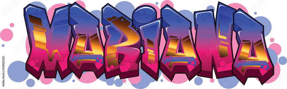 Mariana Name Text Graffiti Word Design Stock Vector | Adobe Stock