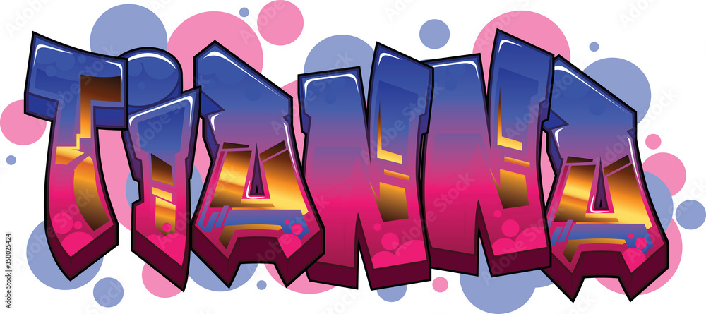 Tianna Name Text Graffiti Word Design Stock Vector | Adobe Stock