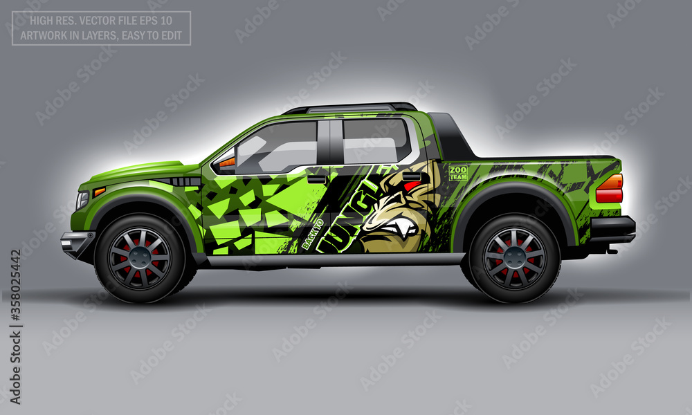 Editable template for wrap SUV with evil Gorilla decal. Hi-res vector ...