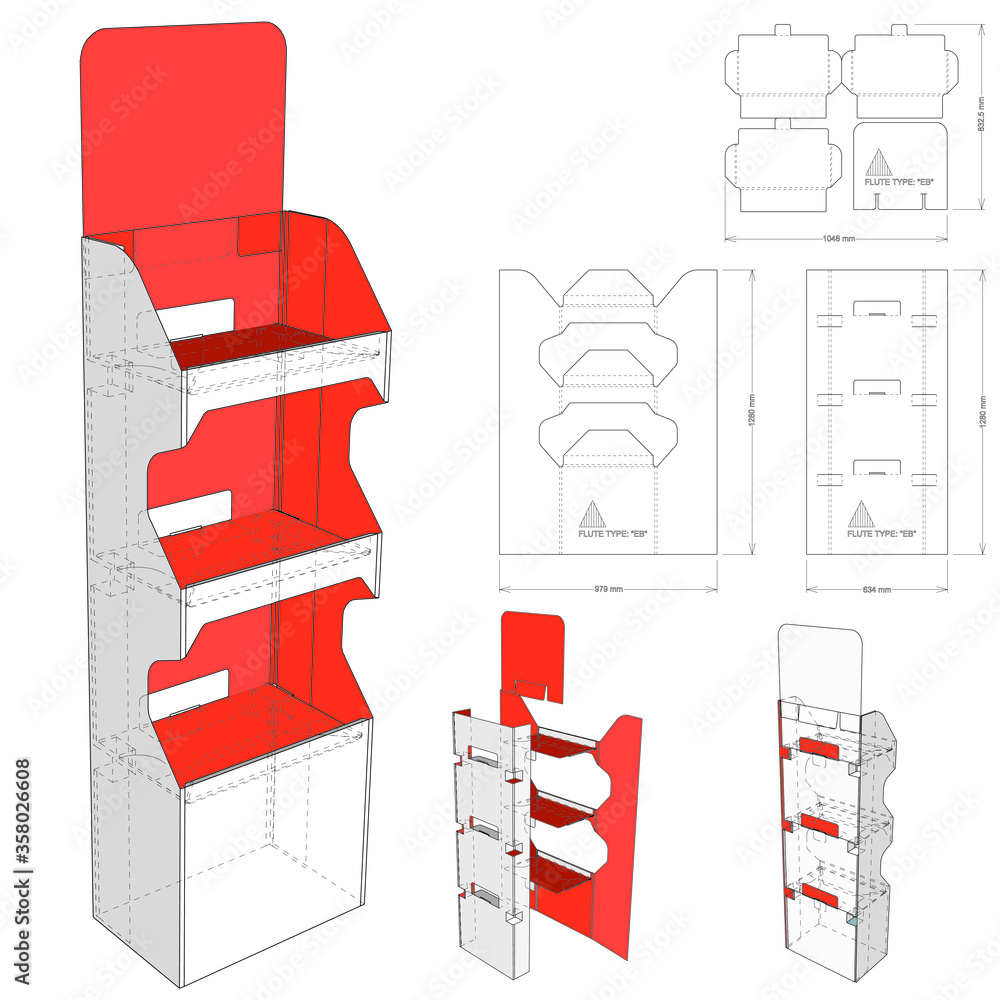 Counter display stand and Die-cut Pattern. The .eps file is full scale ...