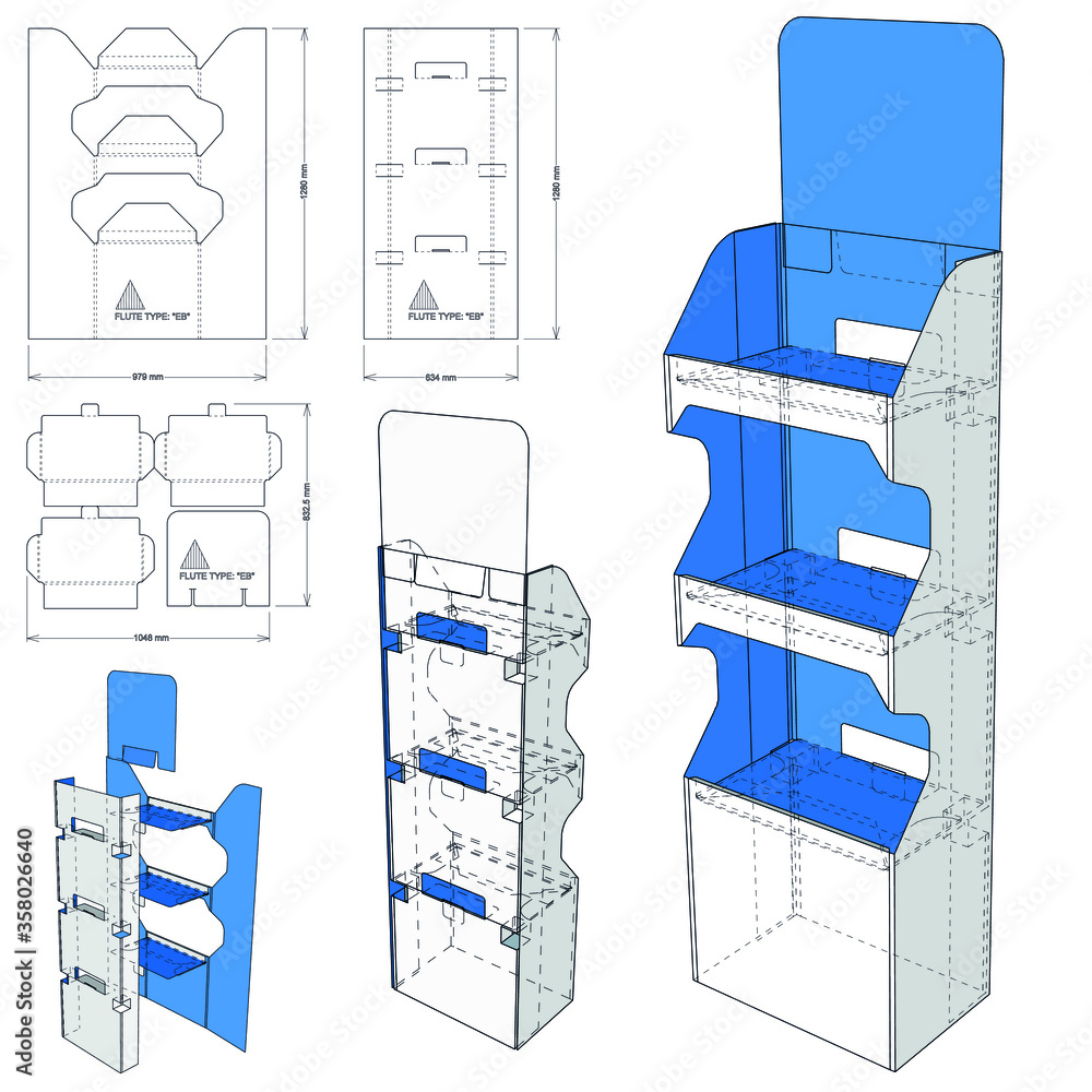 Counter display stand and Die-cut Pattern. The .eps file is full scale ...
