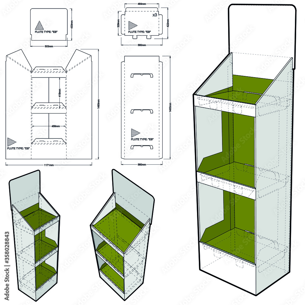 Counter display stand and Die-cut Pattern. The .eps file is full scale ...