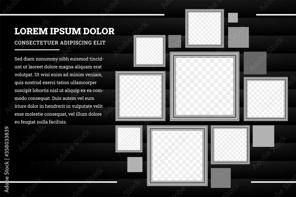 Horizontal background banner with diagonal stripped pattern and square ...