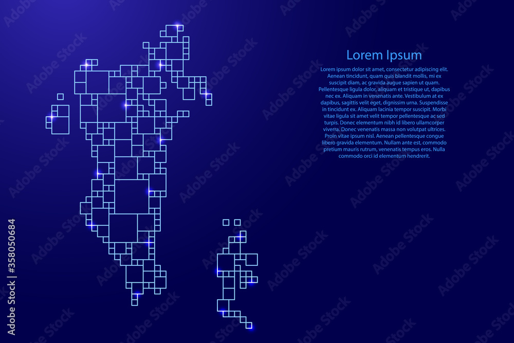 Bahrain map from blue pattern from a grid of squares of different sizes ...