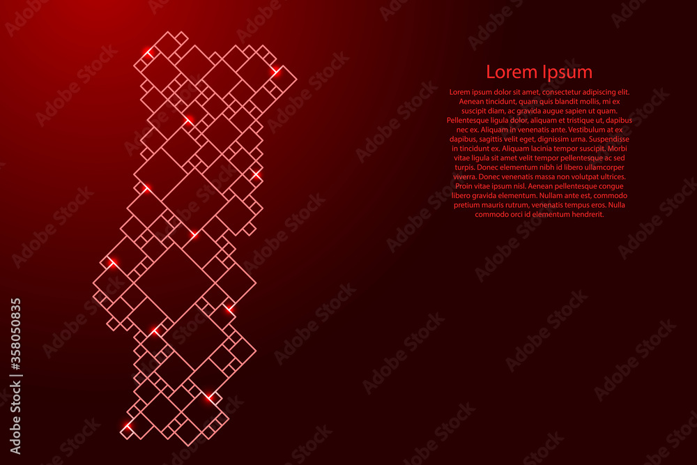 Portugal map from red pattern from a grid of squares of different sizes ...
