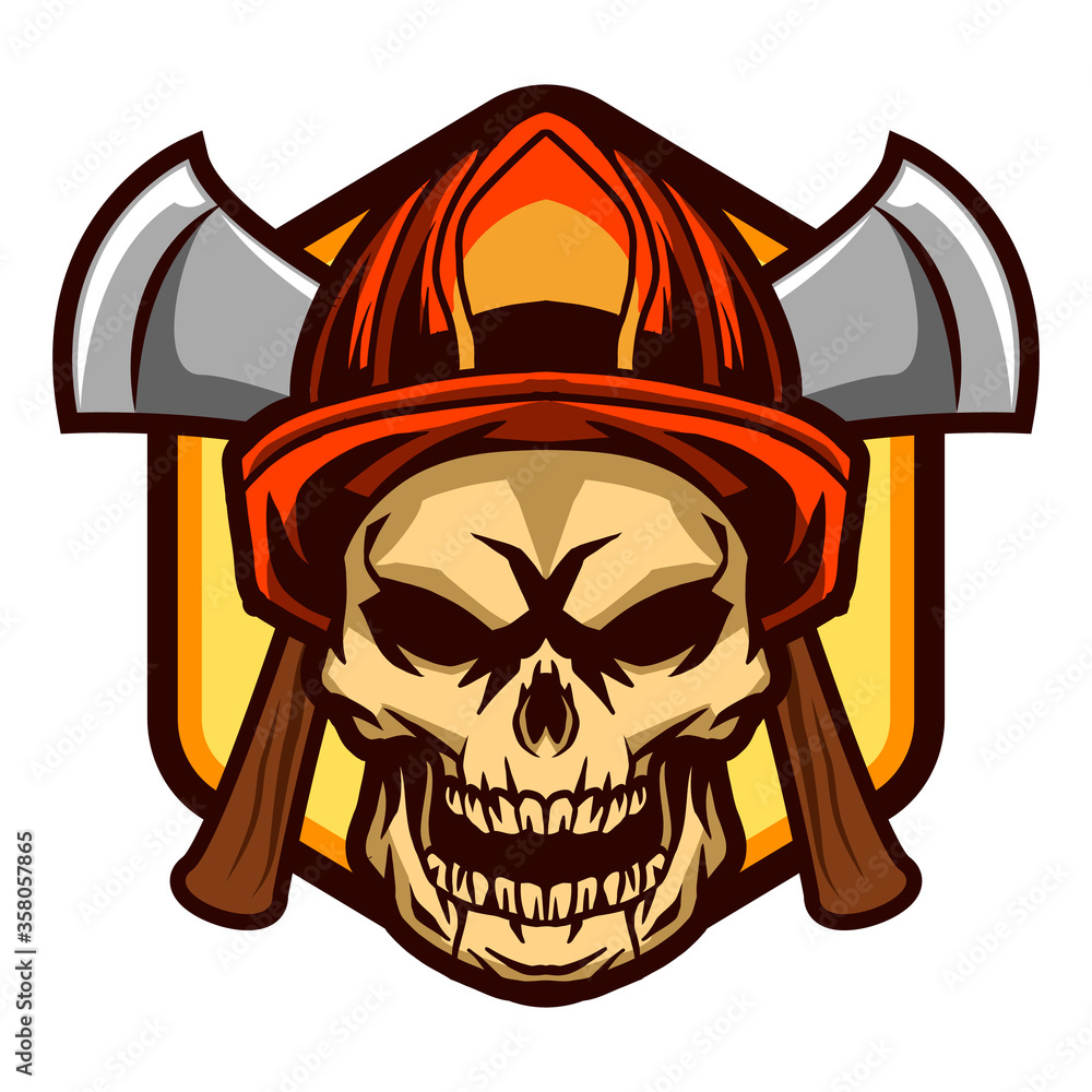 skull fire fighter isolated on white background Stock Vector | Adobe Stock