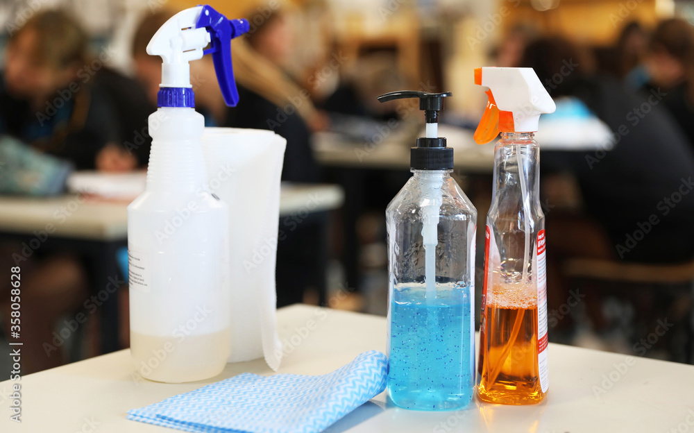 The new school classroom learning environment. Covid-19 Corana virus ...