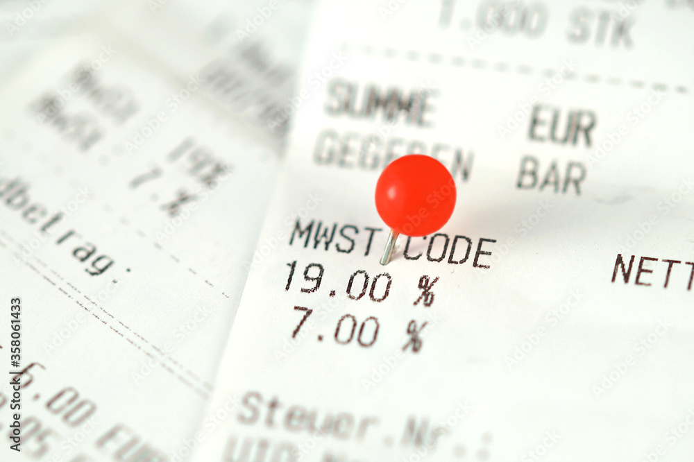 german cash sales receipts. financial Invoice with vat tax value ...